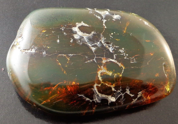Blue Green Mexican Amber Resin Fossil Top Polished with Moss Inclusion ...